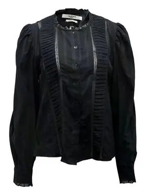 ISABEL MARANT VINTAGE Button-front Pleated Blouse - Black