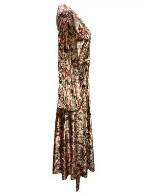 Remain Birger Christensen Floral-print Velvet Midi Dress - Black
