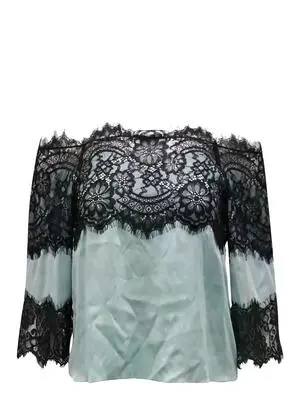 Alice + Olivia Lace-panel Blouse - Blue