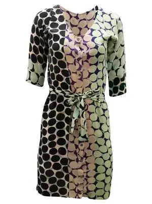 Diane Von Furstenberg Polka Dot Tie-waist Dress - Black