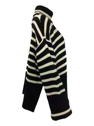 TOTEME Striped Turtleneck Sweater - Black