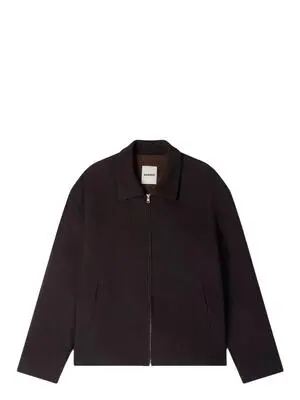 Sandro SANDRO Waffled Regular Collar Zip Jacket Brown