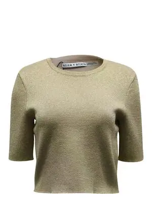 Alice + Olivia Ciara Metallic Cropped Top - Gold
