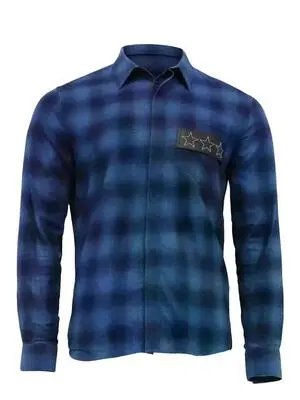 Givenchy Flannel Star-patch Shirt - Blue