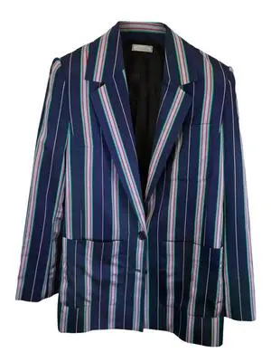 Nina Ricci Striped Single-breasted Blazer - Blue