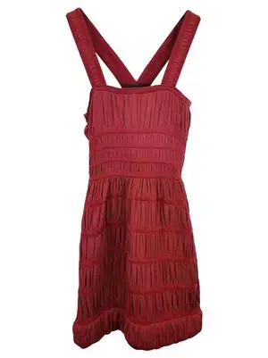 ALAÏA Square-Neck Smocked Dress