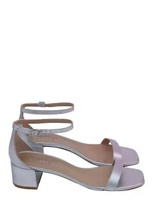 STUART WEITZMAN Nudist Block-heel Leather Sandals - Silver