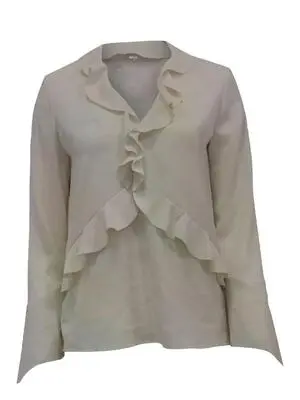 IRO PARIS Ruffled V-neck Top - Neutrals