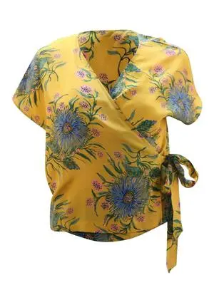 Madewell Floral-print Side-tie Blouse - Yellow