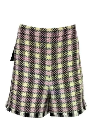 Oscar De La Renta Gingham-pattern Tweed Shorts - Pink