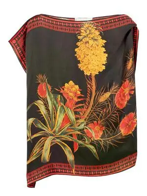 Blumarine Floral Print Twill Top - Black
