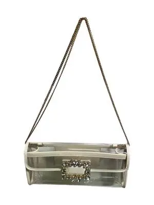 ROGER VIVIER Crystal-embellished Shoulder Bag - White