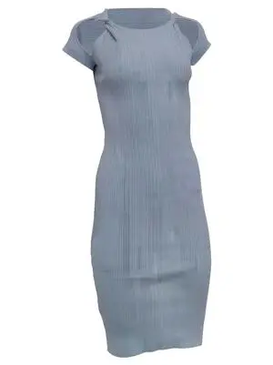Herve Leger Ribbed Cutout Bodycon Midi Dress - Blue