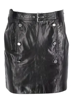 BOSS Button-embellished Leather Mini Skirt - Black