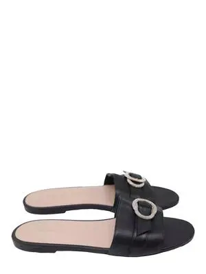 STUART WEITZMAN Crystal-embellished Leather Sandals - Black