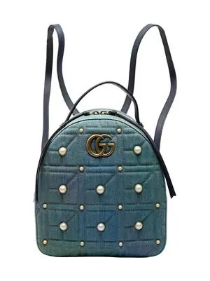 Gucci Gg Marmont Denim Backpack - Blue