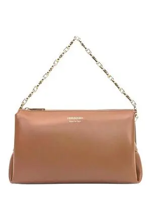 FERRAGAMO Chain Crossbody Bag - Brown