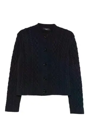 Max Mara Cable-knit Button Cardigan - Blue