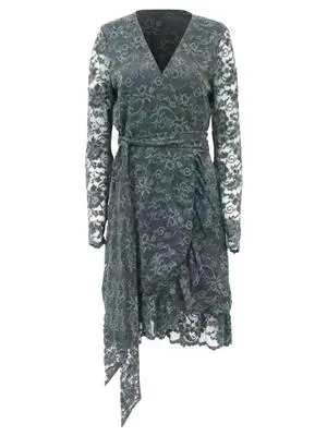 GANNI Flynn Lace Wrap Dress - Green