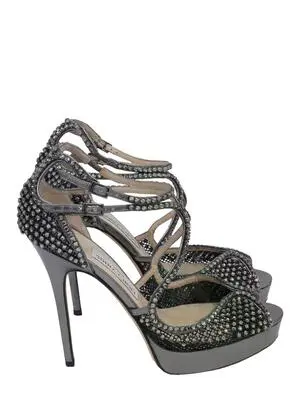JIMMY CHOO Embellished Platform Sandals - Silver