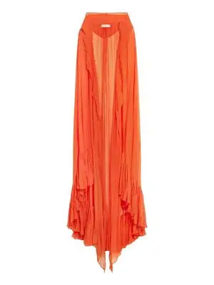 Blumarine Hooded Ruffled Cape - Orange