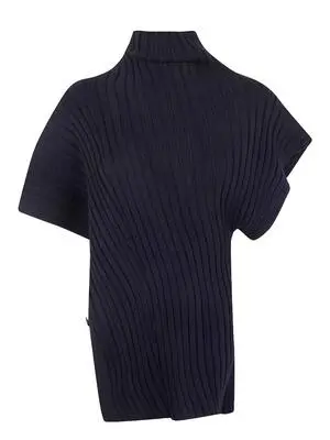 Issey Miyake Ribbed High-neck Top - Black