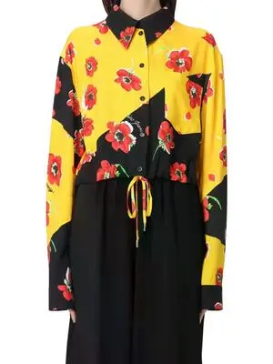 Moschino Floral Print Drawstring Shirt - Yellow