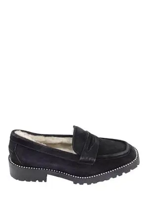 JIMMY CHOO Crystal-embellished Suede Loafers - Black