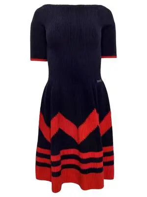 LOUIS VUITTON Round-neck Ribbed-knit Midi Dress - Blue