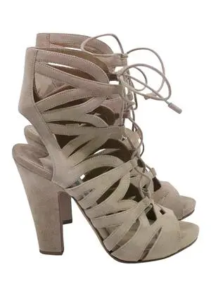 Prada Lace-up Heeled Sandals - Neutrals
