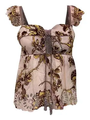Farm Rio Floral-print Sleeveless Blouse - Pink
