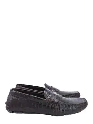 Prada Crocodile-embossed Leather Loafers - Brown
