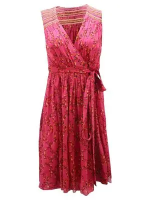 Diane Von Furstenberg Floral Print Sleeveless Wrap Dress - Pink