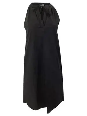 Theory Gathered Neckline Tie Dress - Black