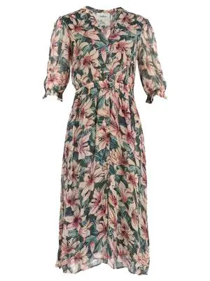 BA&SH Floral-Print Three-Quarter-Sleeve Dress
