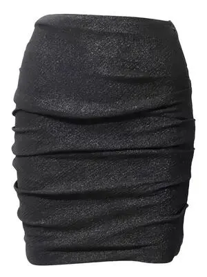 Maje Gathered Glittery Mini Skirt - Black
