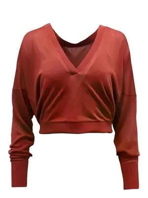 DION LEE V-Neck Long-Sleeve Top