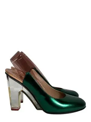 Dries Van Noten Metallic-effect Heeled Pumps - Green