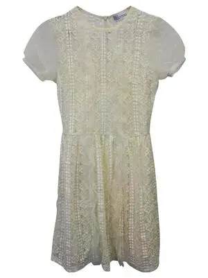 Red Valentino Puffed-sleeve Lace Dress - Neutrals