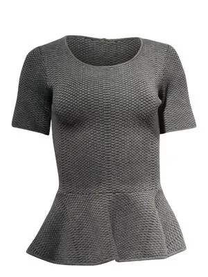 Sandro Peplum Knitted Blouse - Grey