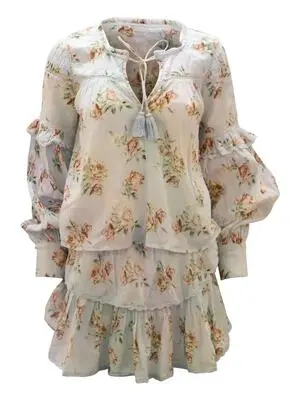 LoveShackFancy Floral-print Blouse And Skirt Set - Blue