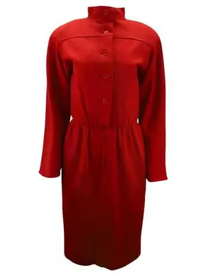 Oscar De La Renta Long-sleeve Wool Midi Dress - Red