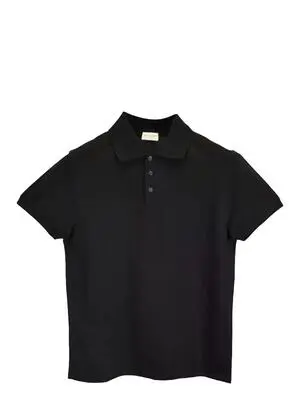 Saint Laurent Cassandre Cotton Polo Shirt - Black