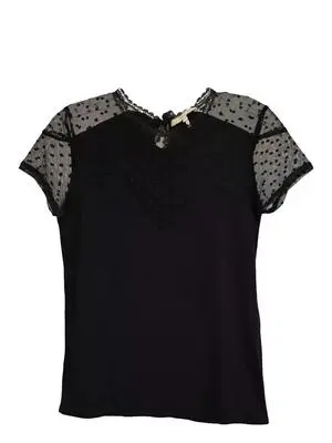 Maje Sheer-detail Top - Black