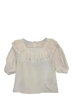 Comme Des Garçons Ruffle-trim Short-sleeve Blouse - White