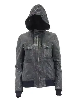 Dior Hooded Zipped Leather Jacket - Black