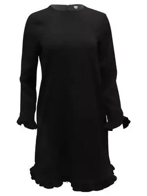 GANNI Long-sleeved Ruffled Dress - Black