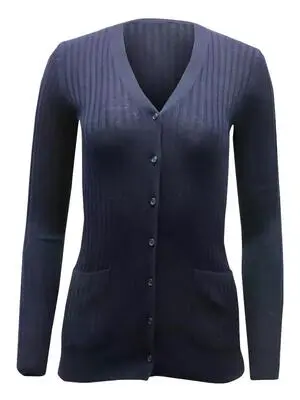 Vince Ribbed Skinny Cardigan - Blue