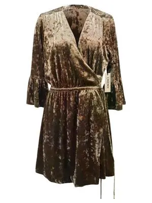 L'Agence Riley Crushed Velvet Mini Dress - Brown