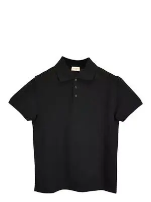 Saint Laurent Cassandre Logo-embroidered Polo Shirt - Black